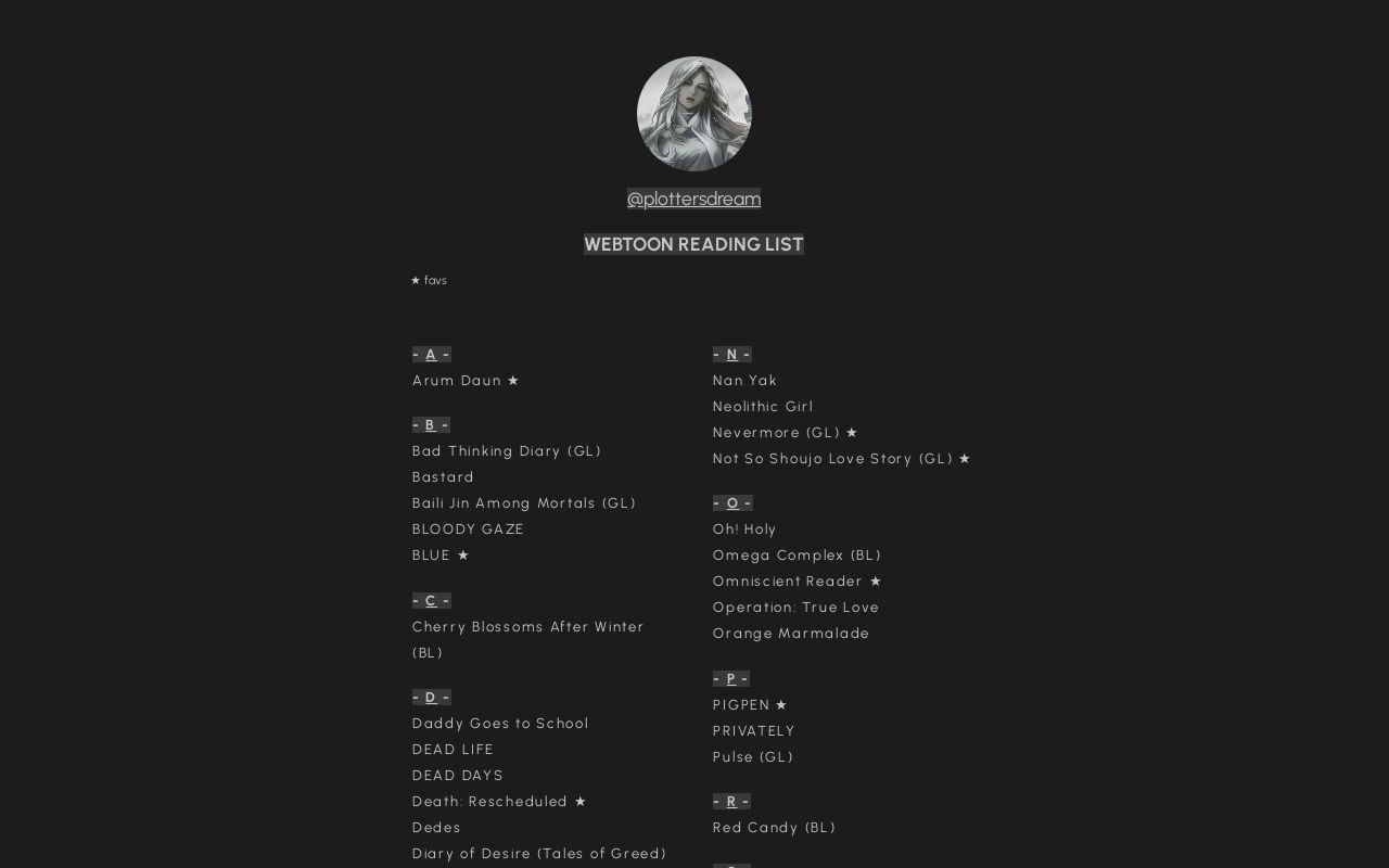 WEBTOON READING LIST